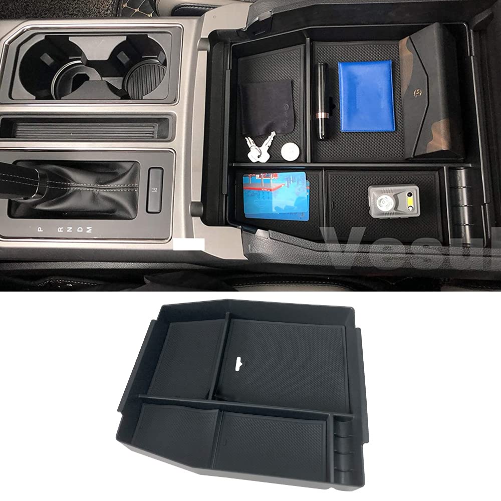 Vesul Center Console Armrest Storage Box Compatible with Ford F-150 F150 2015 2016 2017 2018 2019 ABS Tray Insert Organizer Glove Pallet