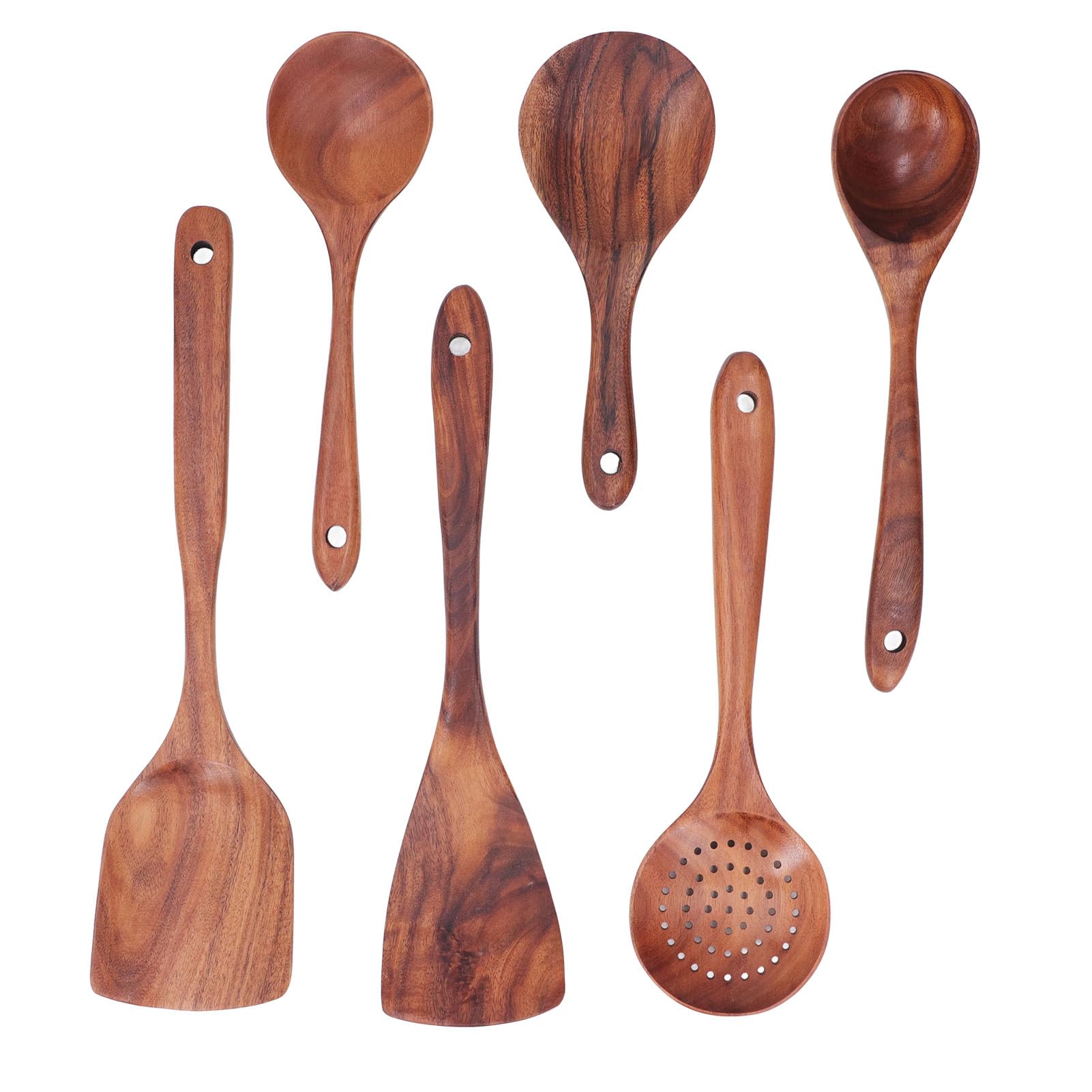 Wooden Cooking Utensils Set Comfortable Grip, Stable, Premium Wood Material, Simple & Stylish Design, Versatile Kitchen Utensils with Holder for Nonstick Cookware