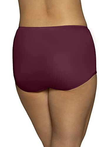 Vanity Fair Women's Perfectly Yours Traditional Nylon Brief Panties, 3 Pack-Maroon/Chocolate/Quartz, 11