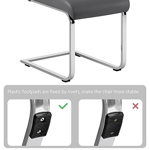 Yaheetech Dining Chairs Living Room Chairs Modern Chairs with High Back, Leather Surface and Metal Legs for Home Kitchen Wedding Louge, Set of 2, Gray