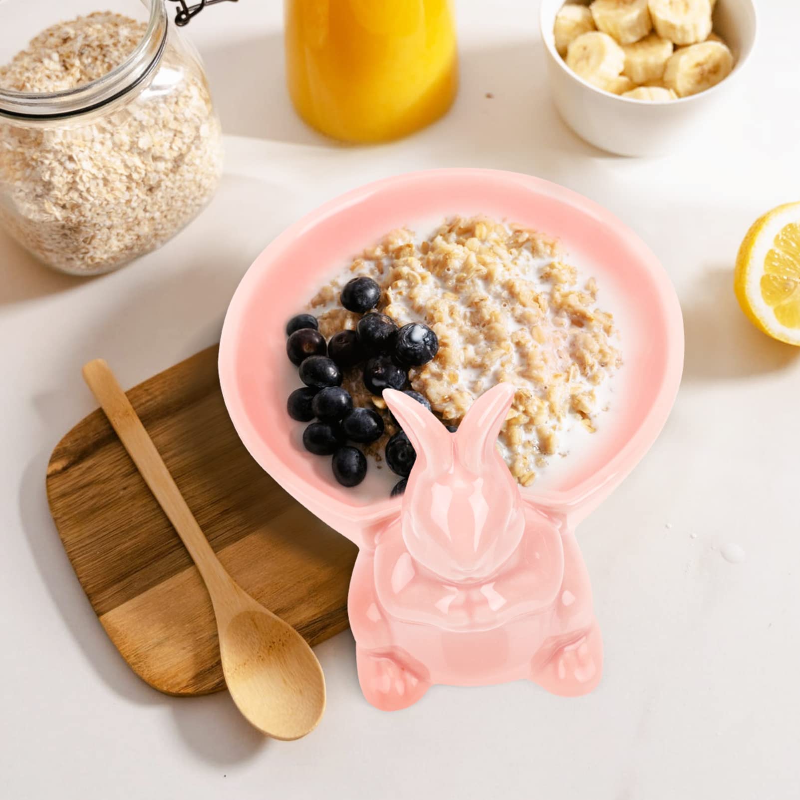 Zerodeko Easter Rabbit Bowl Bunny Salad Bowl Easter Ceramic Dessert Bowl Easter Pudding Bowl Easter Rice Soup Bowl Rabbit Appetizer Bowls for Spring Easter Home Restaurant Decor White