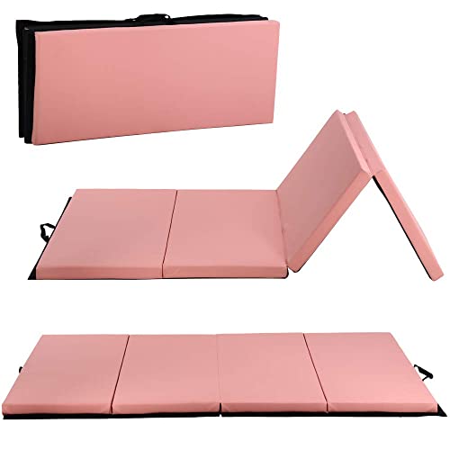 Thick Gymnastics Exercise Mat, 4'x6'x2"Extra Thick High Density Anti-Tear Folding Tumbling Mats Gymnastics for Home, Gym Mat for MMA, Stretching Yoga Cheerleading Martial Arts (Pink)
