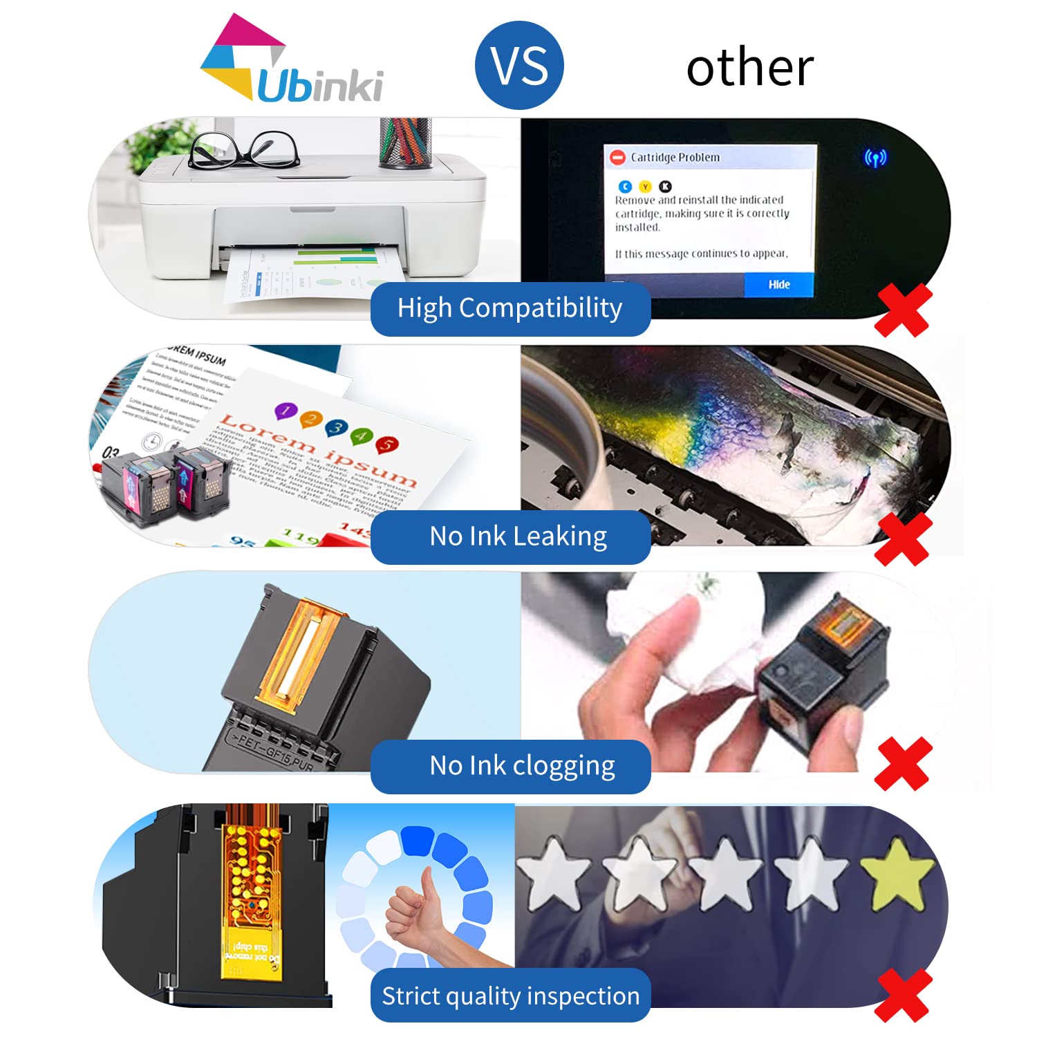 Ubinki Remanufactured Ink Cartridge Replacement for HP 63XL 63 XL (Black,2-Pack) Work with 3830 4650 4652 4655 5200 5252 5255 5258 4520 4512 1112 2132 3630 3632 4510 4513 3634 Printer|HP63 HP63xl
