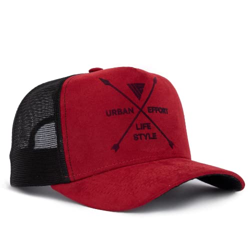 Urban Effort Lifestyle Trucker Hats for Men & Women Adjustable Baseball Mesh Hat - Modern & Comfortable Mens Cap for Closure (Trucker Hat, Red)
