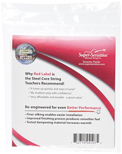 Super Sensitive 4107 Red Label Full Core Standard Viola Strings, Set of 4