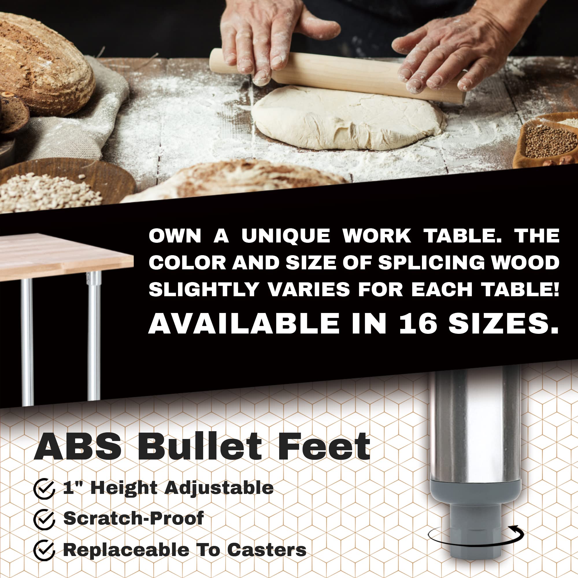 US Maple Top Work Table - 30 x 24 x 35 Inch Commercial Butcher Block Wooden Workbench with Open Base Stabilizing Leg Cross Braces - Fits Restaurant, Warehouse, Home, Kitchen, Garage by DuraSteel