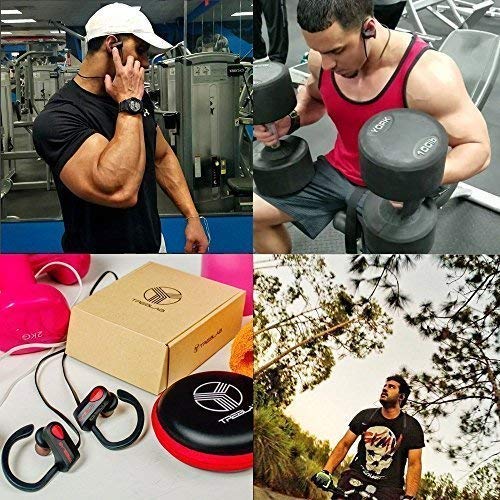 TREBLAB XR500 Bluetooth Headphones. 2018 Updated Version. IPX7 Waterproof, Sweatproof, Secure-Fit Headset. Noise Cancelling Earphones w/ Mic (Renewed)
