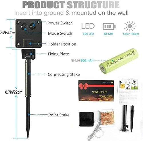 WDWL Solar Lantern String Outdoor Waterproof LED Copper Wire Flashing Home Courtyard Garden Holiday Landscape Decoration Light Strip