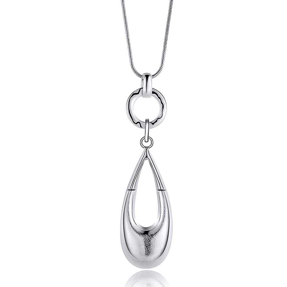 welbijoux Long Necklaces for Women Waterdrop Pendant Sweater Layered Y Statement Bohemian Silver Chain Necklace with Gifts Box Jewelry