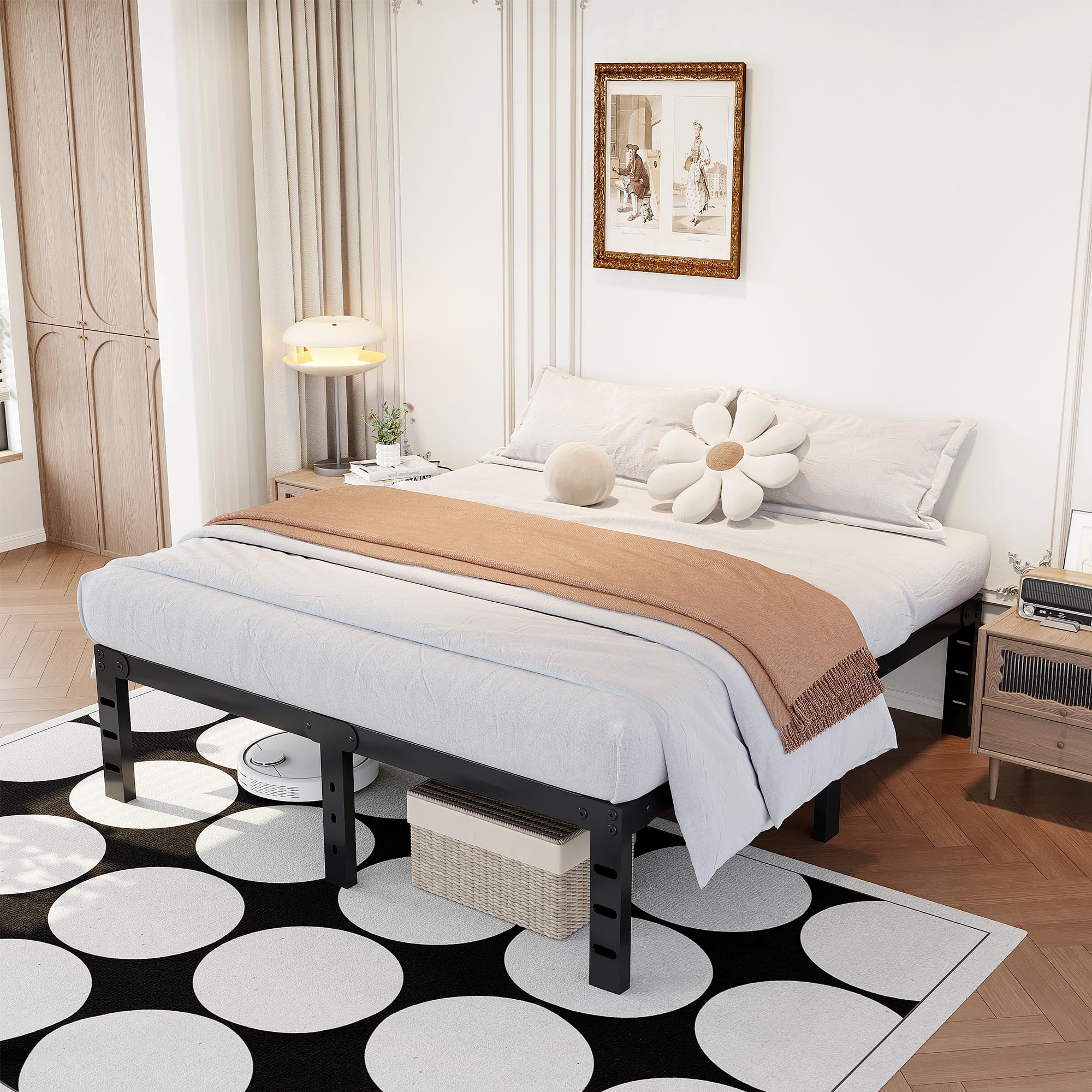 Vengarus Twin Platform Bed Frame,No Box Spring Needed,Mattress Foundation,Steel Slat Support Black,Storage Space Under The Bed-Twin Size Bed Frame