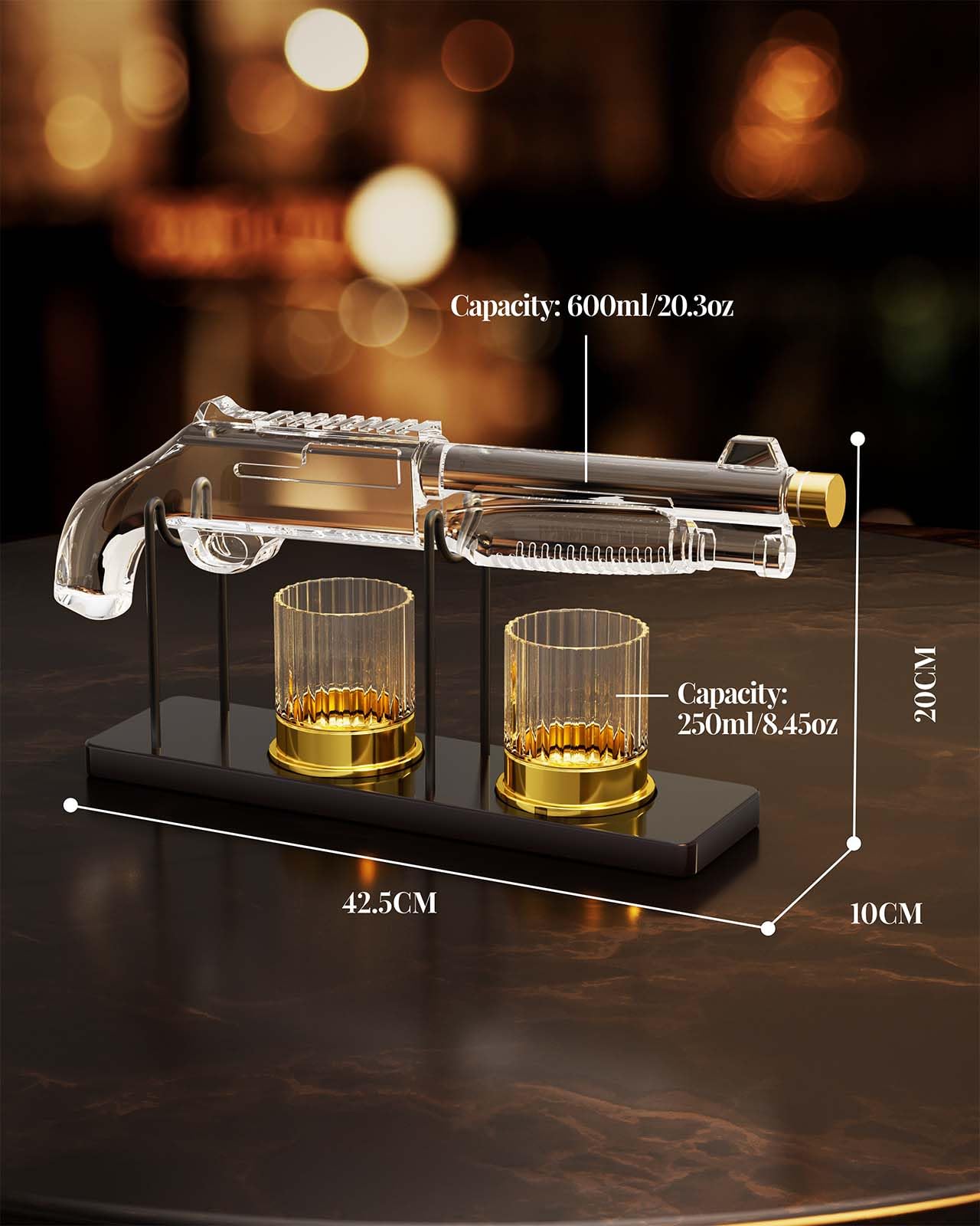 Whiskey Decanter Sets for Men, 20.3 Oz Decanter Set with 2 Glasses, Gifts for Men, Him, Dad, Brother, Birthday Gift Ideas from Daughter Son, Cool Liquor Dispenser for Home Bar