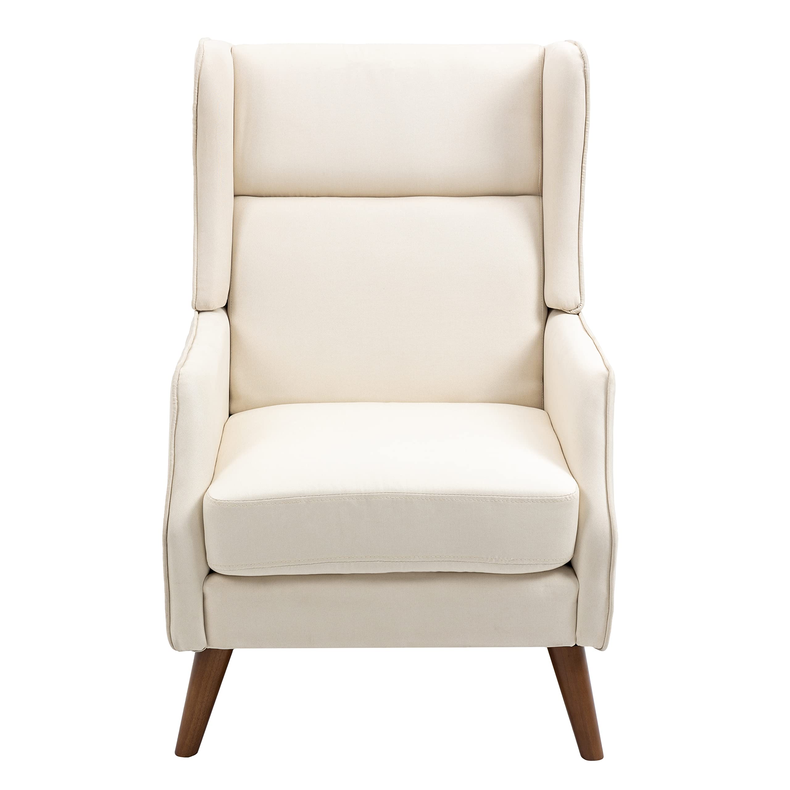 UIXE 39" High Wingback Accent Chairs Set of 2, Comfy Upholstered Armchair Modern Living Room Chair Mid Century Sofa Lounge Reading Seat Bedroom Side Seating for Home Office (White)