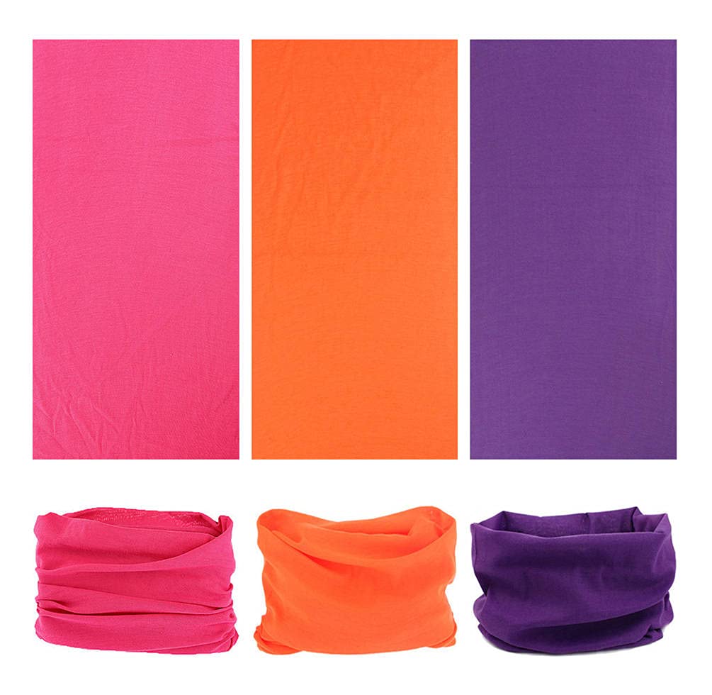 VANCROWN Neck Gaiter Headband Headwear Head Wrap Face Mask Magic Scarf Bandana for Men and Women (12PCS.Solid Color.4)