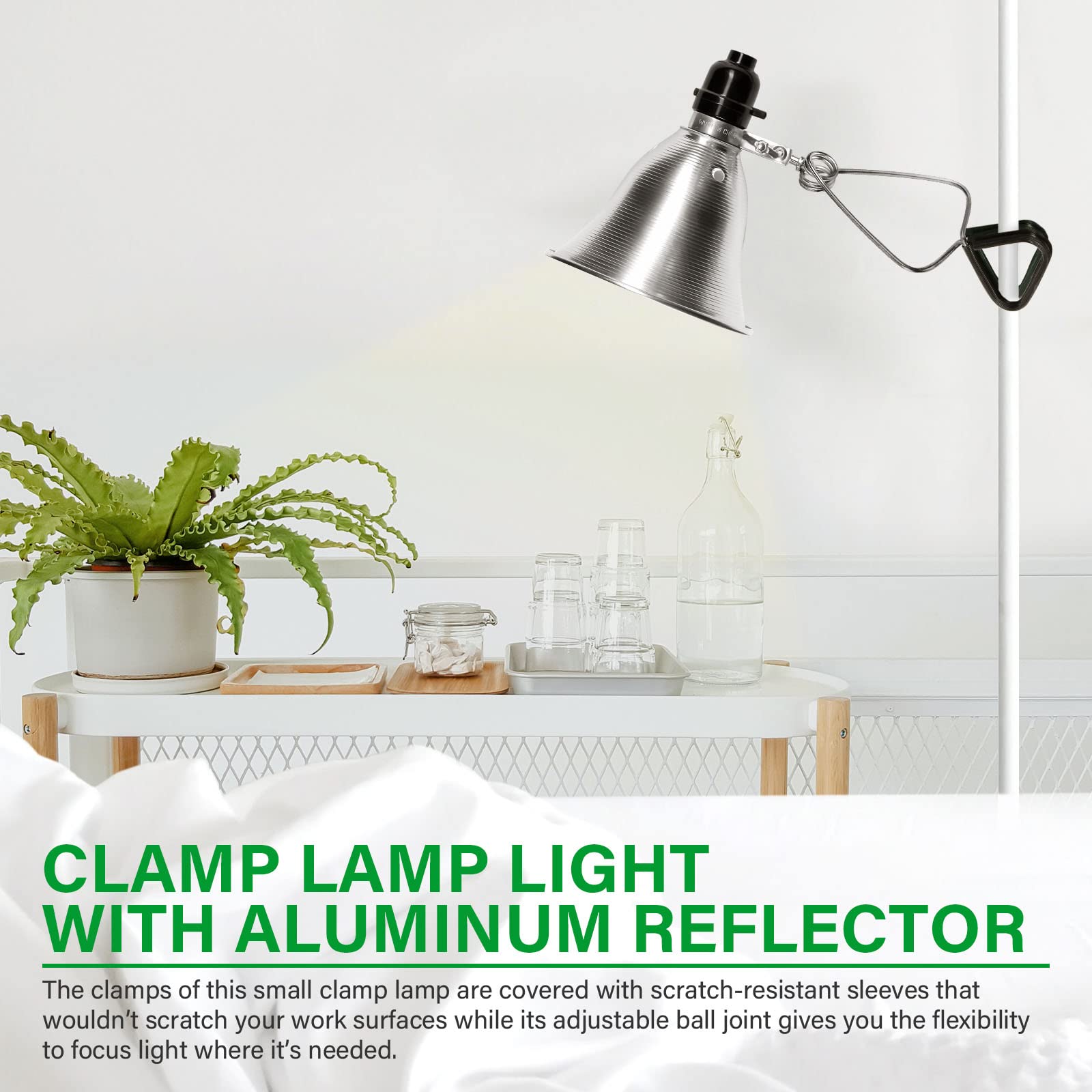 Simple Deluxe Clamp Lamp Light Socket with 5.5 Inch Aluminum Reflector, Suit for Max 60 Watt Lamp (No Bulb Included) with 18/2-Gauge 6 Feet Cord, 4 Pack,Silver