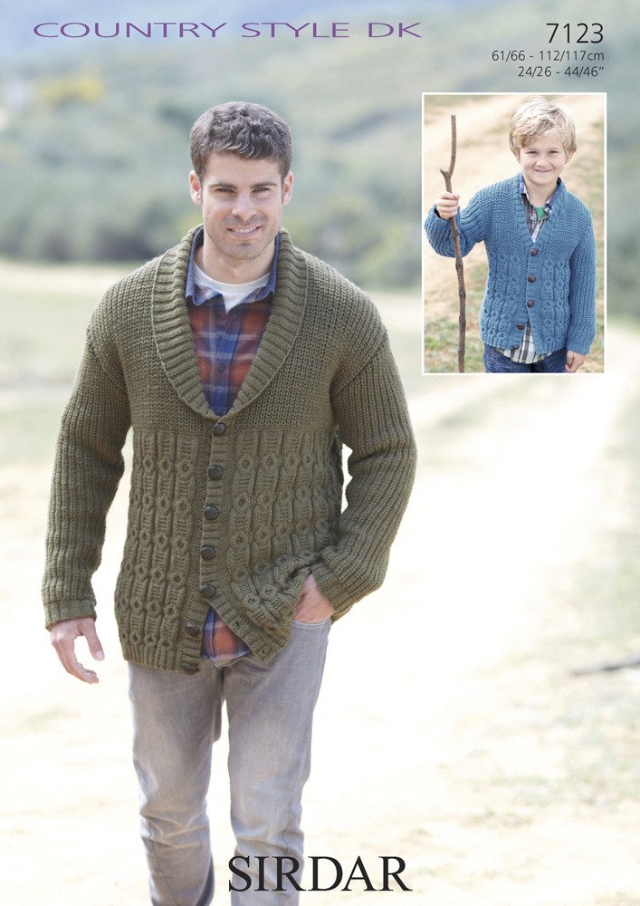 V-Neck & Shawl Collared Cardigan in Sirdar Country Style DK - 7123