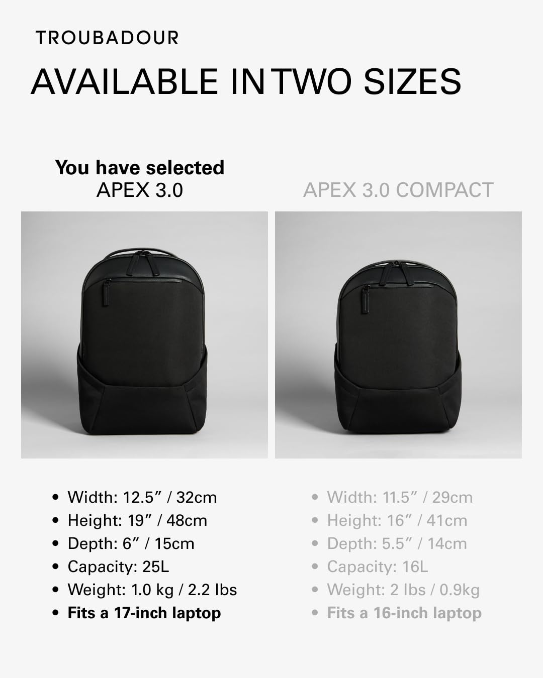 Troubadour Apex 17" Laptop Backpack - Waterproof, Lightweight, Spacious - Made From Recycled Materials
