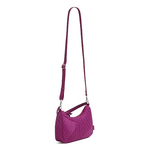 Vera Bradley Cotton Frannie Crescent Crossbody Purse, Dark Raspberry