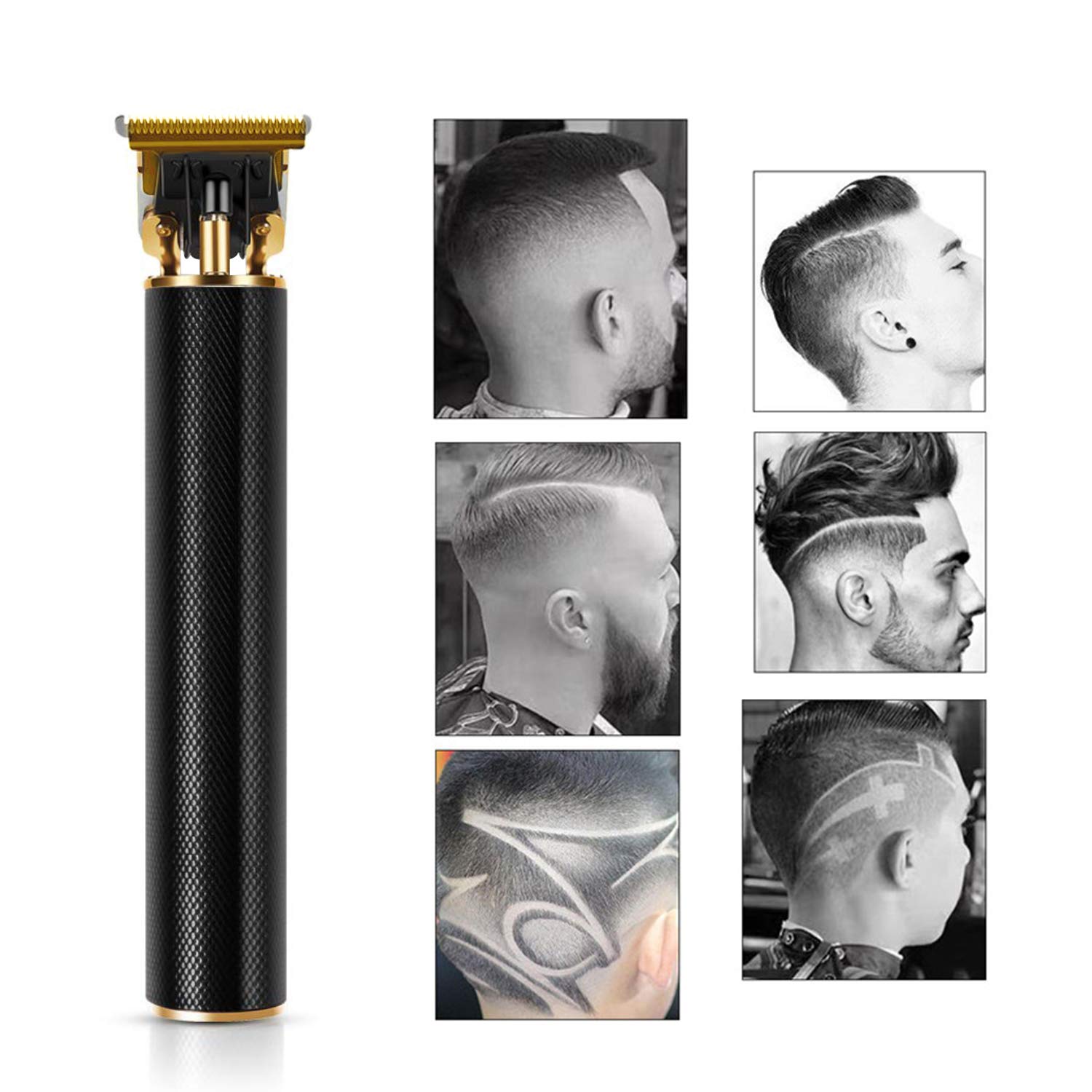Zero Gapped T-Blade Electric Professional Li Hair Clipper for Men Trimmer, Close Cutting Clippers USB Rechargeable Cordless Beard Shaver Barbershop (Black)