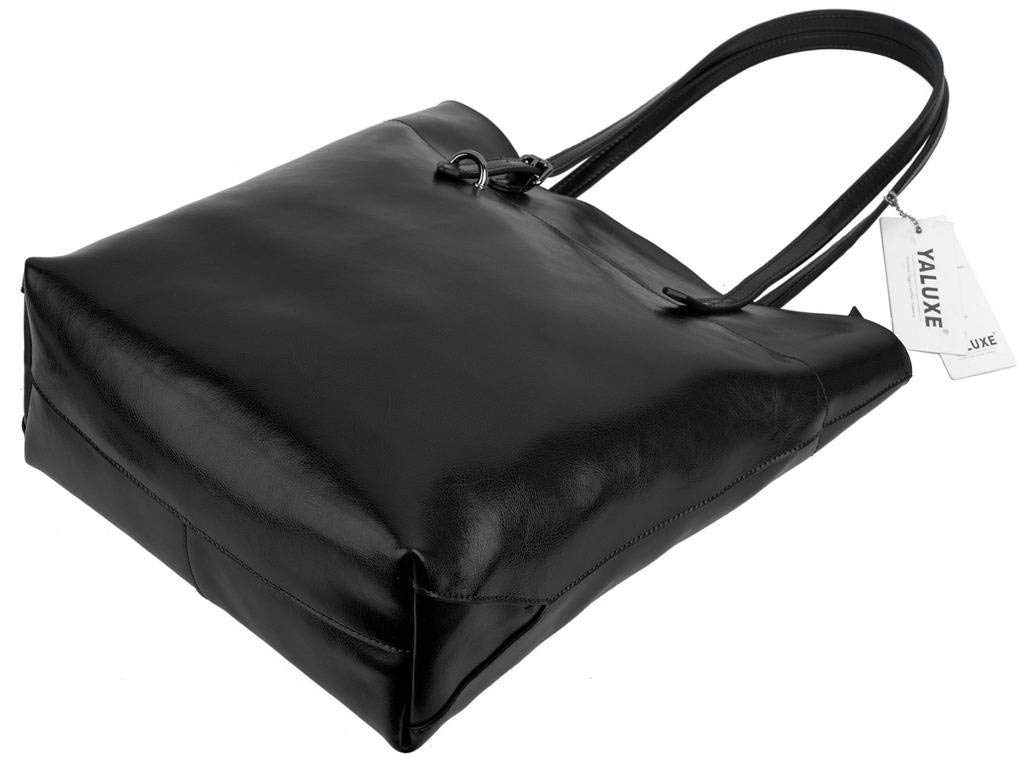 YALUXE Women's Soft Leather Work Tote Shoulder Bag (Upgraded 2.0) Black
