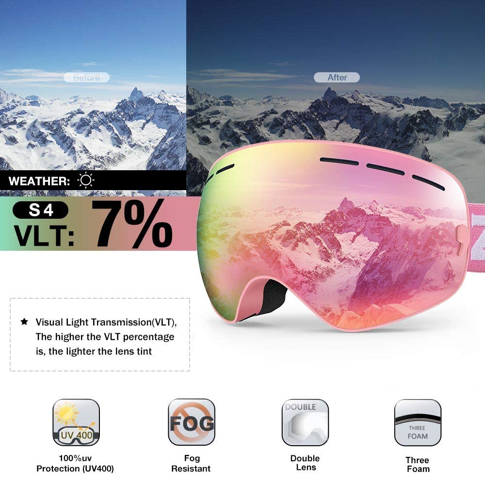 ZIONOR Lagopus Ski Goggles and XMINI Kids Ski Goggles