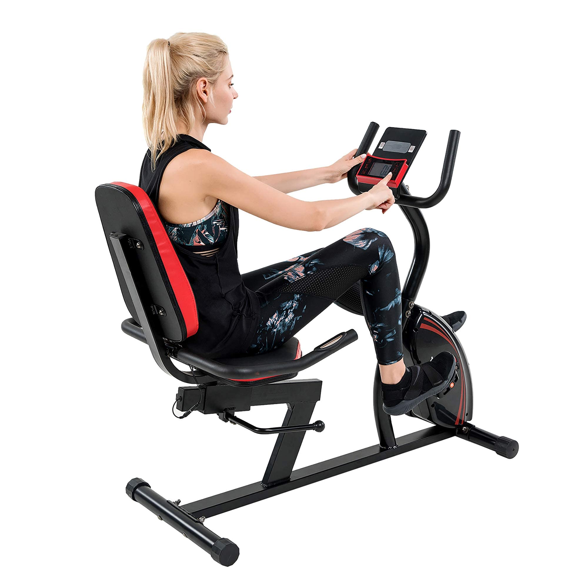 VANSWE Recumbent Exercise Bike for Adults Seniors - For Home Workout with 16 Levels Resistance, 380 lbs Weight Capacity, Bluetooth Connectivity and Pulse Sensor RB661(Red)