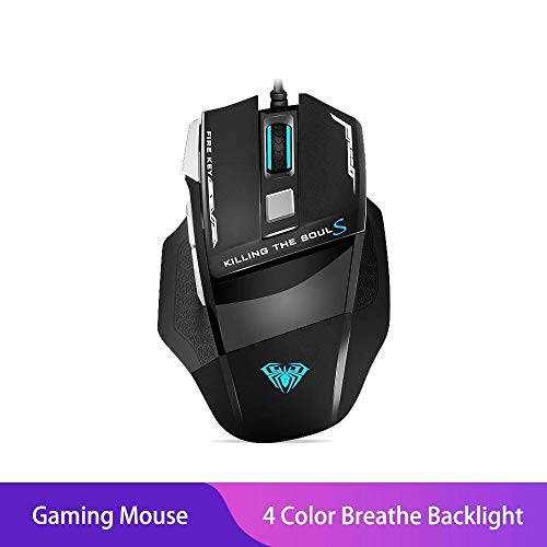 Wired Mouse for Laptop, Mini USB Optical Computer Gaming Mice with 7 Programmable Buttons, RGB Backlit, 4800 Adjustable DPI, Ergonomic PC Gamer Little Mouse for Windows 7/8/10/XP Vista Linux - Black