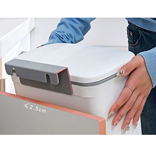 VATTEA Trash Can Wall Mounted Trash Can with Lid Waste Bin Kitchen Cabinet Door Hanging Trash Recycle Bin Garbage Car Trash Can Cleaning (Color : White)