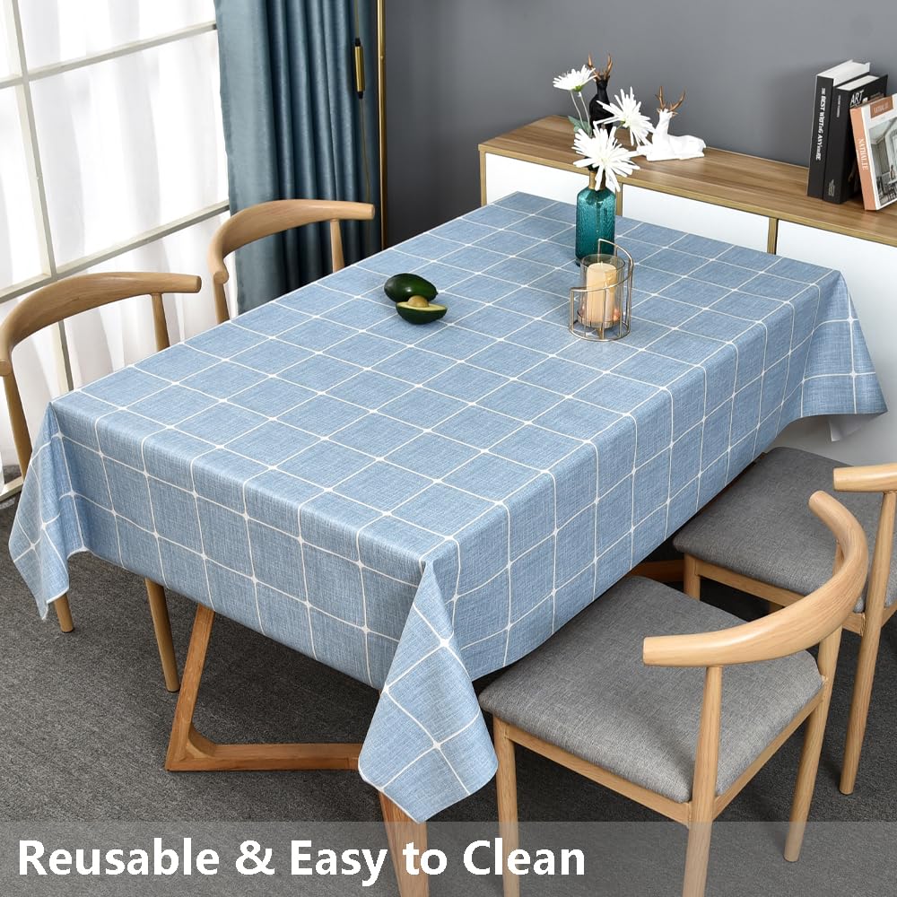 TruDelve Plastic Table Cloth Square Table Gray Vinyl Tablecloth Waterproof Wipeable Oilcloth Tablecloths for Dining Table Cover(54"x54",Checkered-Grey)