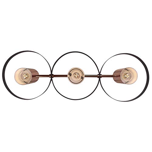 Westinghouse 6368900 Ariana Indoor, Matte Black Finish with Copper Shades Three-Light Chandelier, One Size