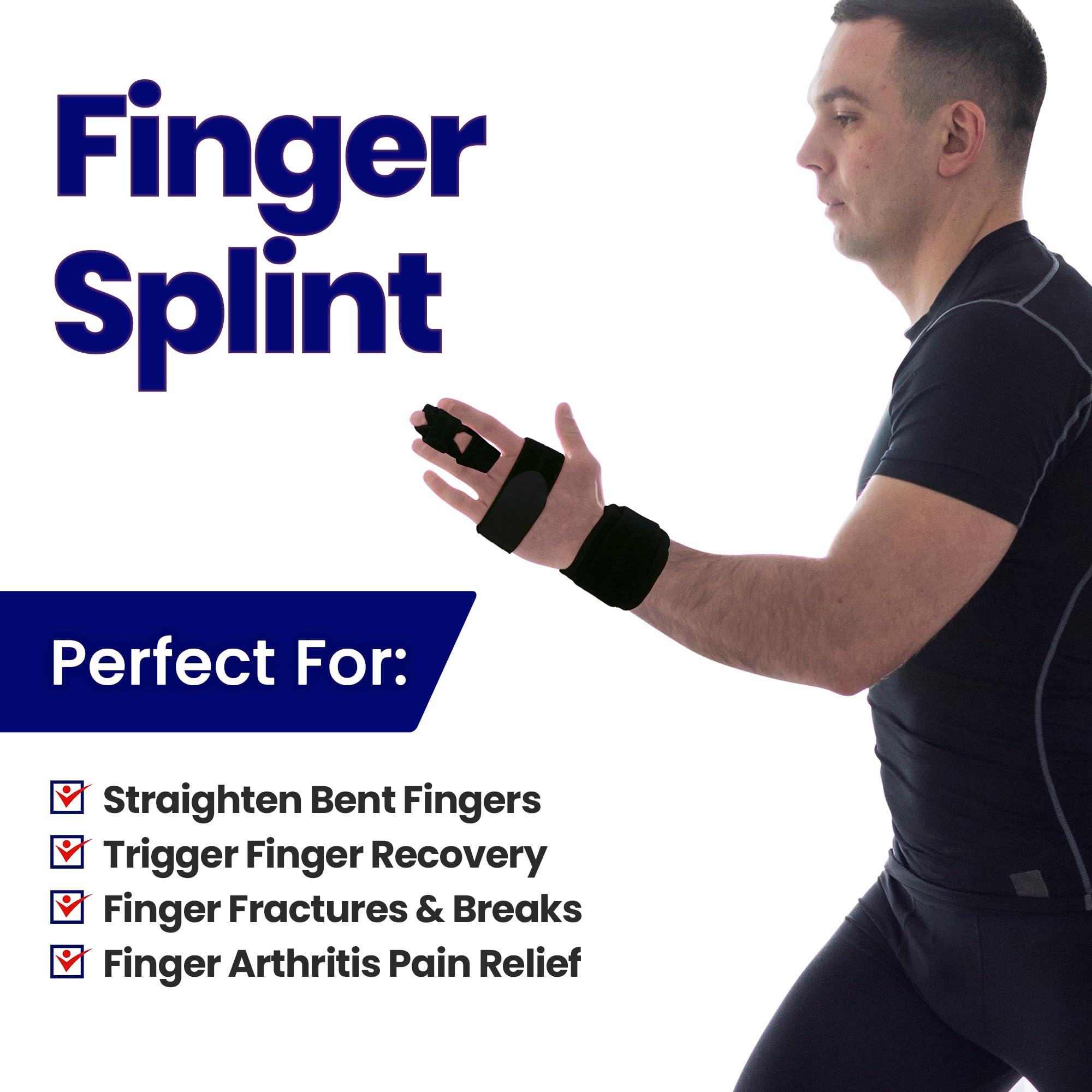Trigger Finger Splint Middle Finger Brace | Middle Finger Splint For Broken or Fractured Middle Finger, Arthritis, Tendonitis, Tenosyvitis | Mallet Trigger Finger Straightener Immobilizer | S/M