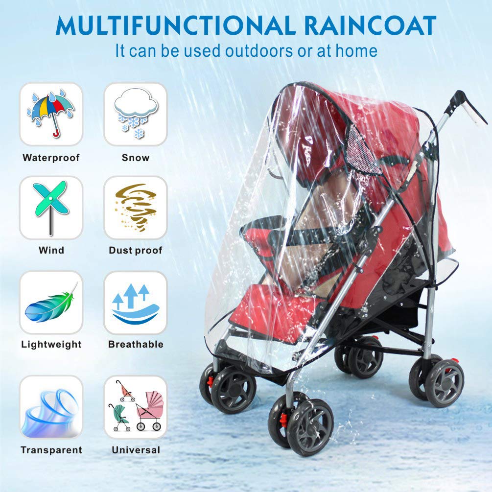 Universal Baby Stroller Rain Cover + Mosquito Net,Idefair Weather Shield Accessories,Protect from Rain Wind Snow Dust Water Proof Ventilate Clear-Breathable Bug Shield for Baby Stroller