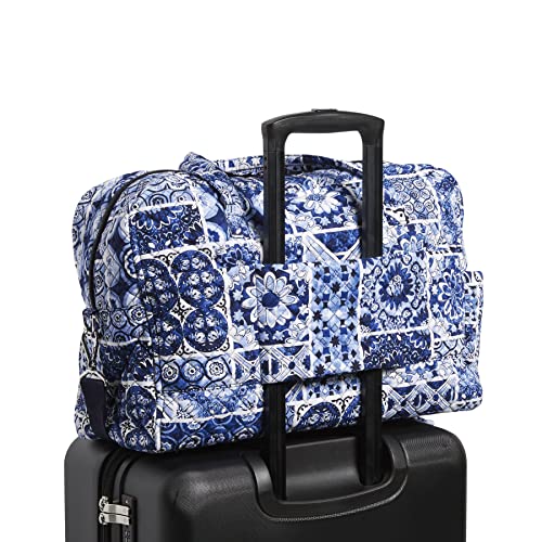 Vera Bradley Women's Cotton Weekender Travel Bag, Island Tile Blue - Recycled Cotton, One Size