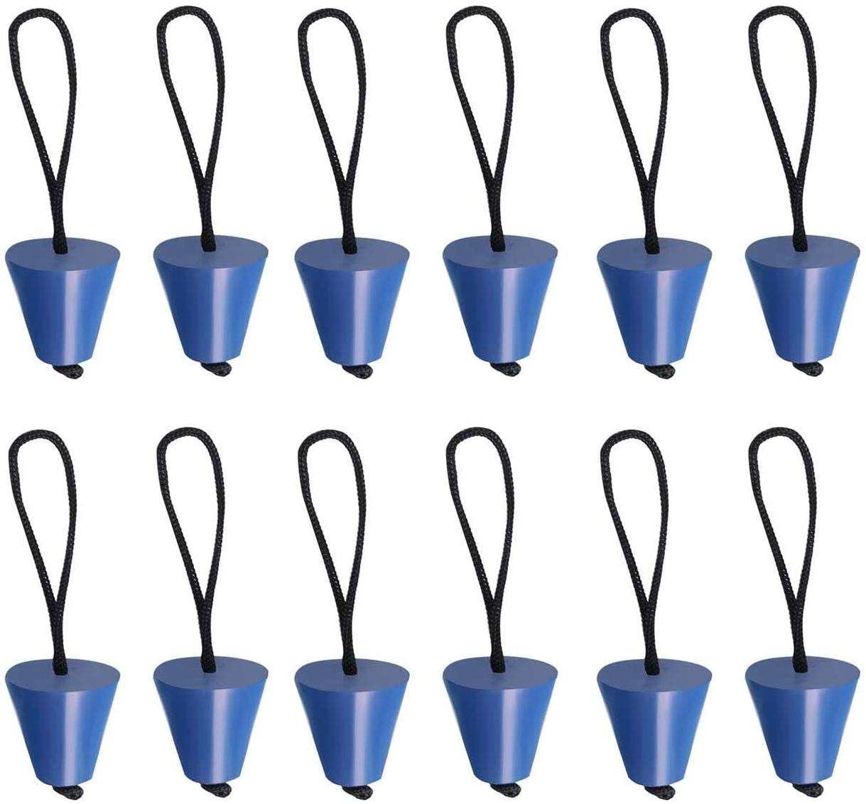 weyleity 12 Pieces Kayak Scupper Plugs Kit Universal Silicone Scupper Plugs for Kayak Drain Holes Stopper Bung with Lanyard Lifetime Kayak Accessories(Blue)