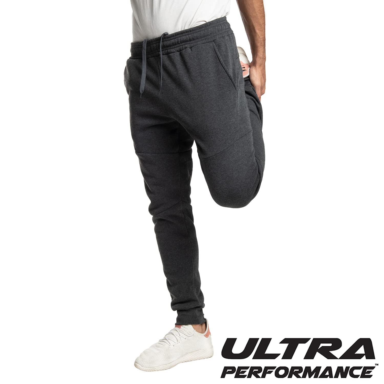 Ultra Performance 3 Pack Fleece Active Tech Joggers for Men, Mens Sweatpants with Zipper Pockets