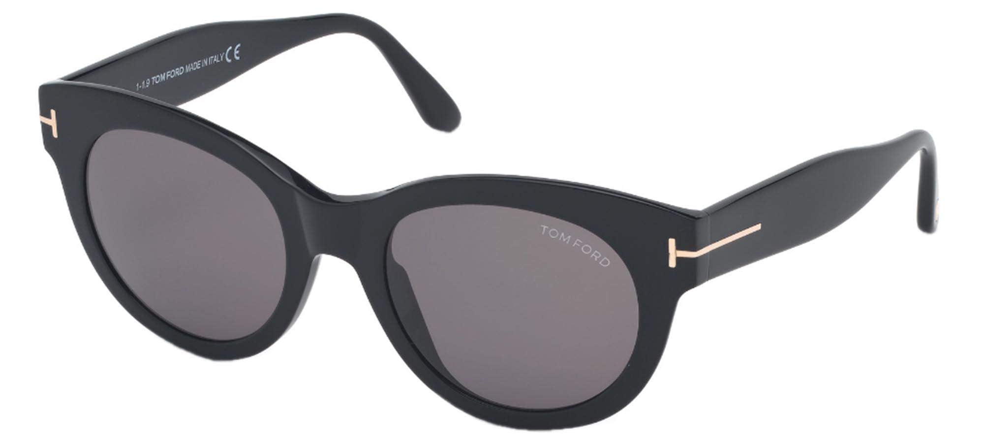 Tom Ford - FT0741 Shiny Black Round Women Sunglasses - 53mm