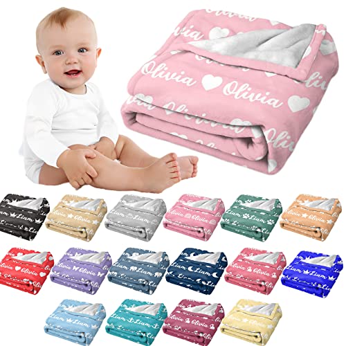 WTCWY Custom Baby Blankets for Girls Boys with Name Personalized Baby Blankets with Name Personalized Blankets for Kids Personalized Baby Items Personalized Baby Girl Boy Gifts