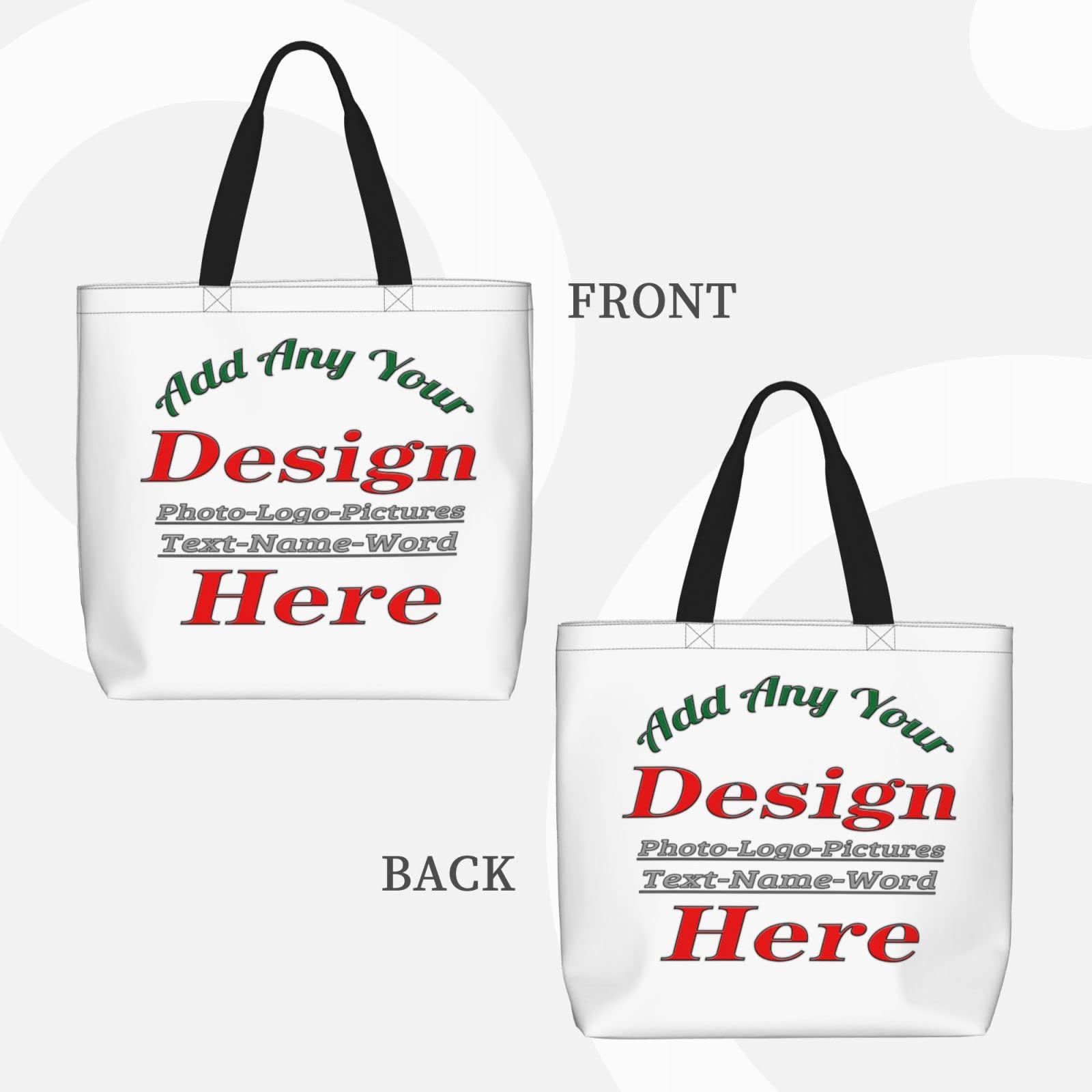 Tote Bags for Women Customized Shopping Bags Beach Bag Travel Bags Personalized Gifts White Customized Shoulder Bags with Your Own Logo Image Text Name