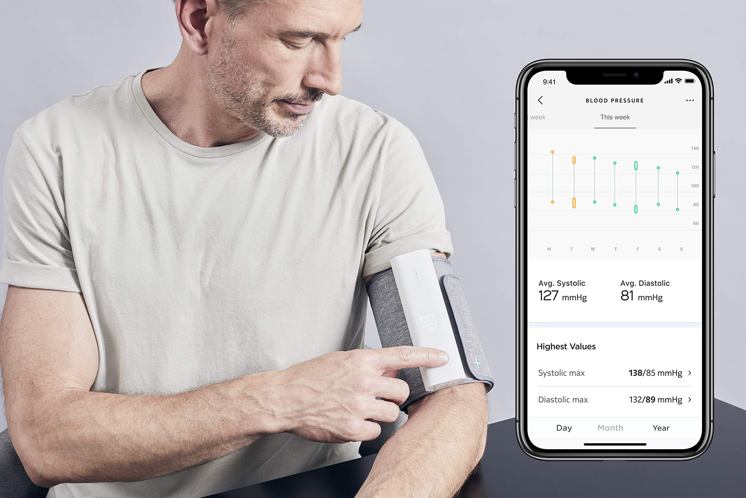 Withings BPM Connect - Digital Blood Pressure Cuff & Heart Rate Monitor - Blood Pressure Machine Arm Cuff, FDA Cleared, FSA/HSA Eligible, IOS & Android