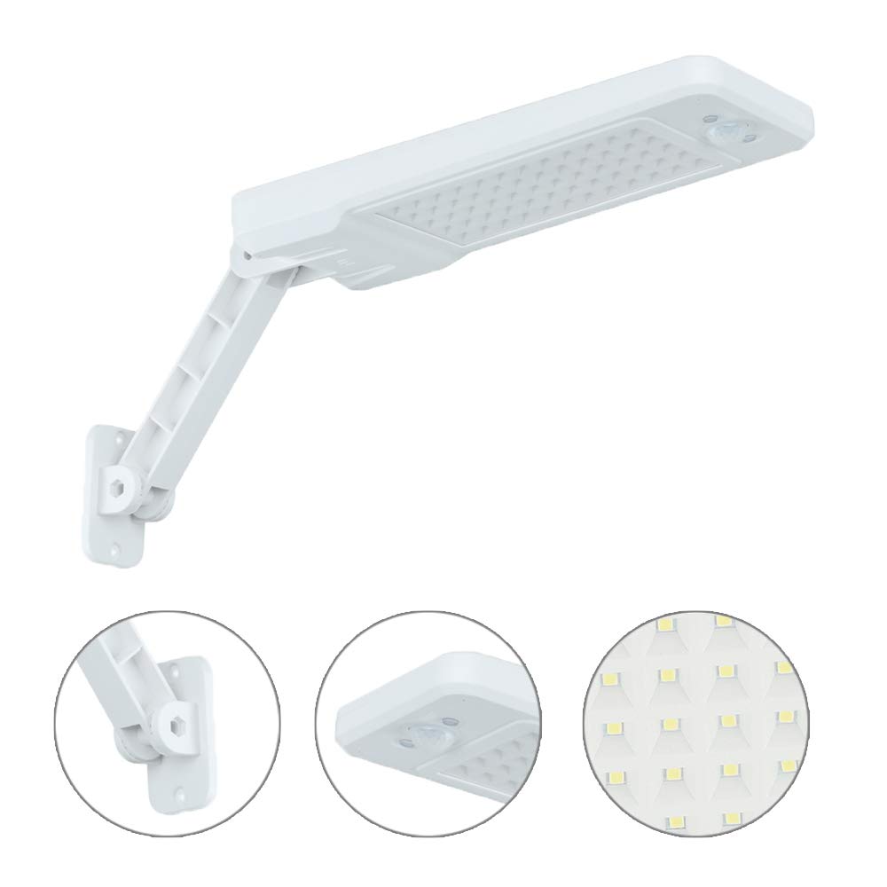 Xunata Solar LED Gutter Lights with 60 LEDs 1700LM, Remote Control Dimmable Adjustable Angle Wireless Motion Sensor Big Battery 3 Lighting Modes for Home Yard Garage Garden Park Farm (White)