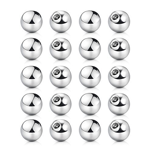VCMART 20 Pcs Universal Piercing Jewelry Replacement Balls, 16G