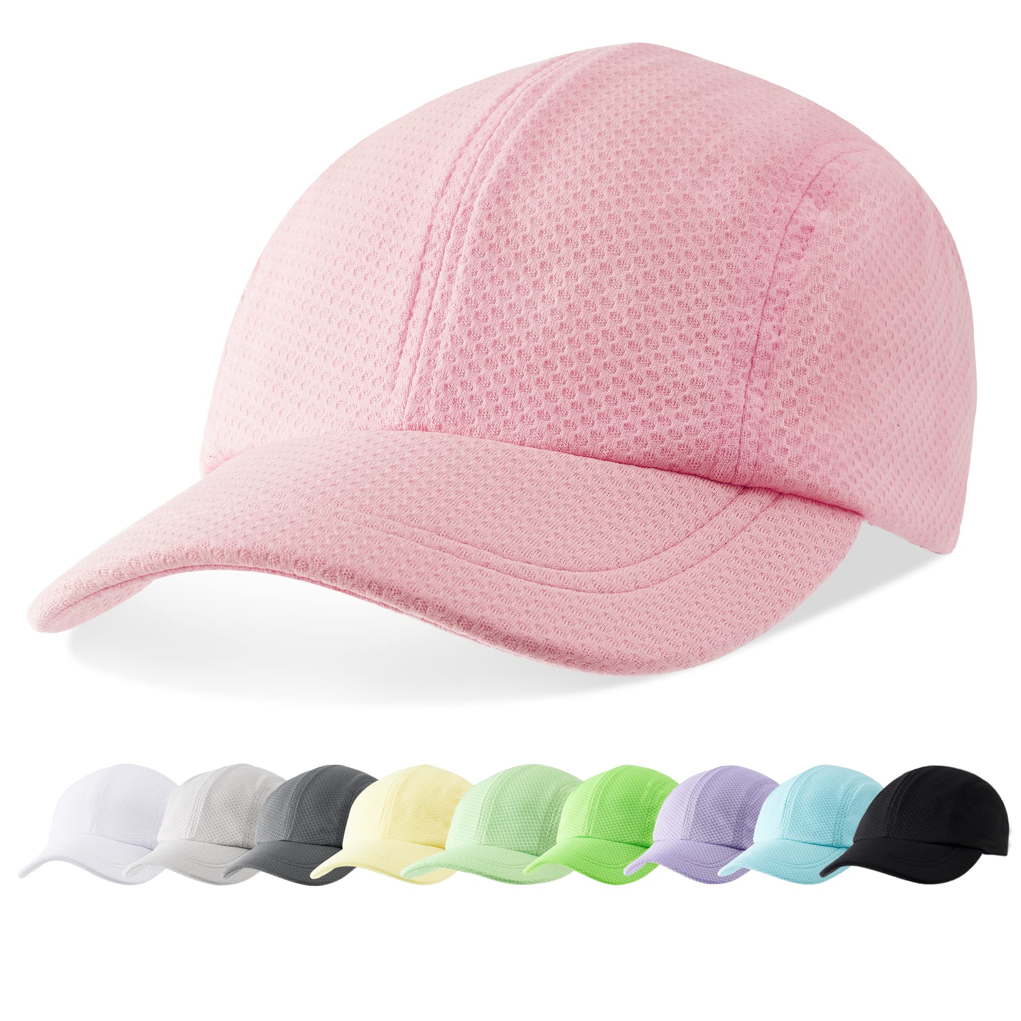 zowya Breathable Quick Drying Outdoor Sport Hat Evaporate Sweat Unstructured Running Climbing, Golf Cap for Men Women Pink