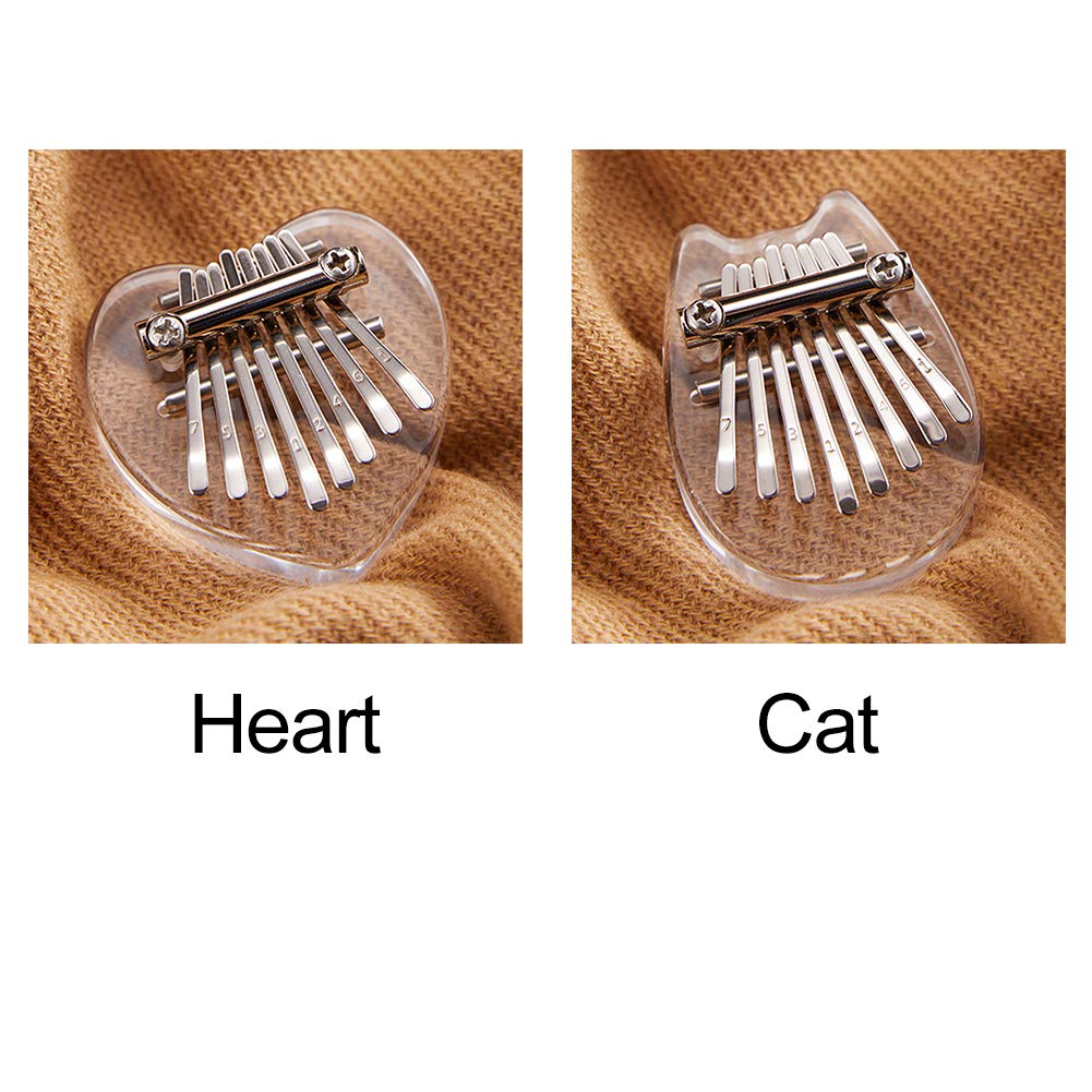 Thumb Piano, Portable Cute Mini Kalimba Beginner Musical Instrument | 8 Keys Transparent Acrylic Handheld Keyboard Pocket Finger Pendant for Children Gift