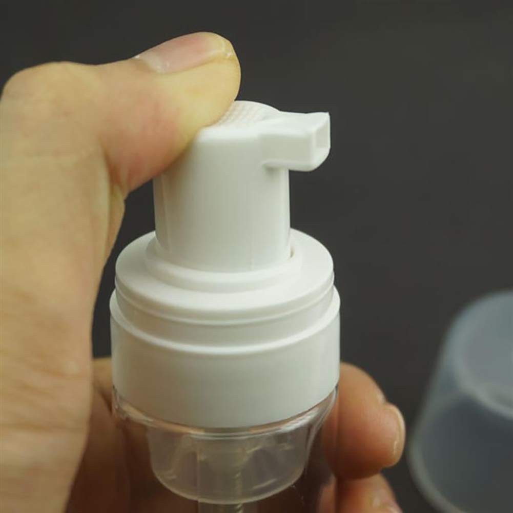 UTENEW 2-Piece Plastic Foamer Bottle Clear Pump Dispenser Mini Travel Size Foaming Soap Face Wash 1.7 Oz, No leaks!