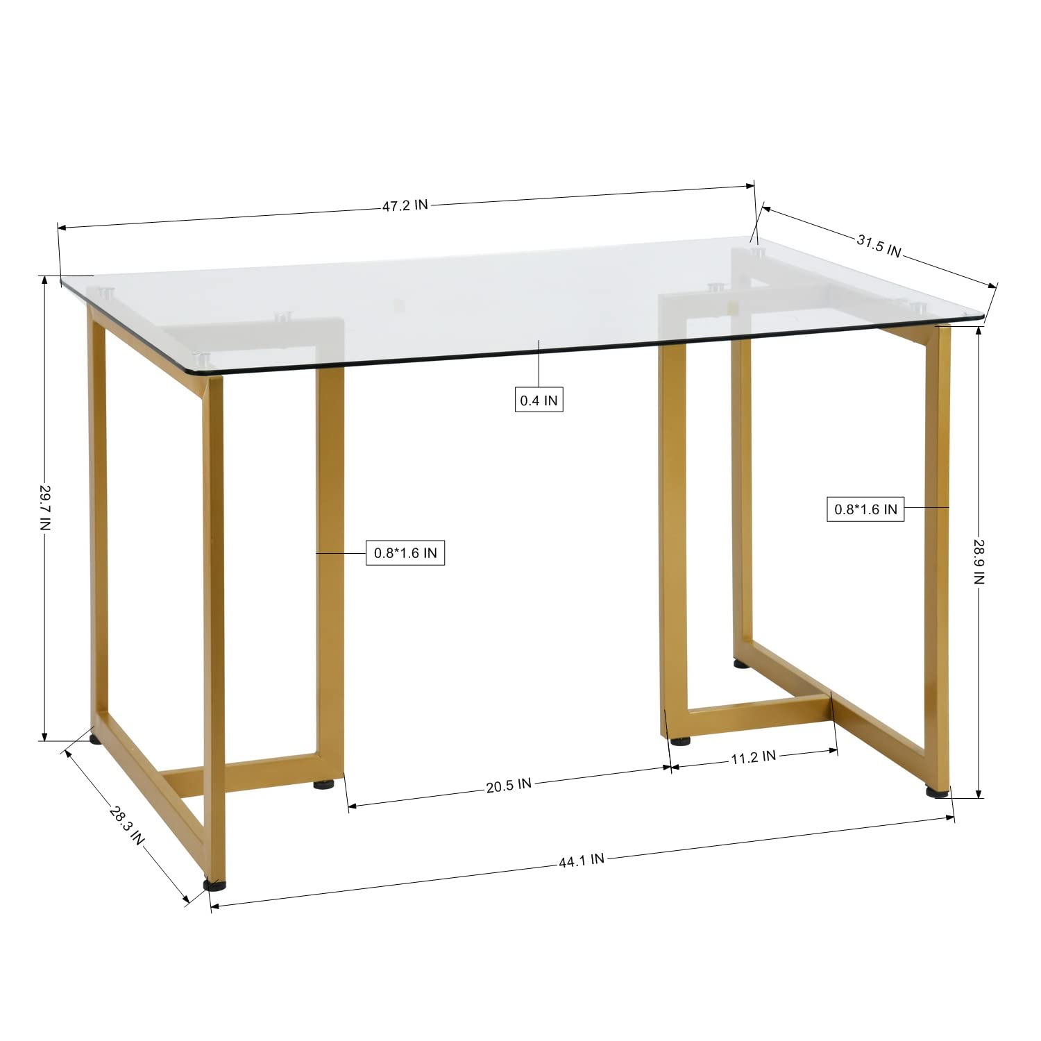 wOod-it Dining Table Set for 4, Glass Kitchen Tables with Chairs Modern Rectangular for Small Spaces Apartment Room (Beige)