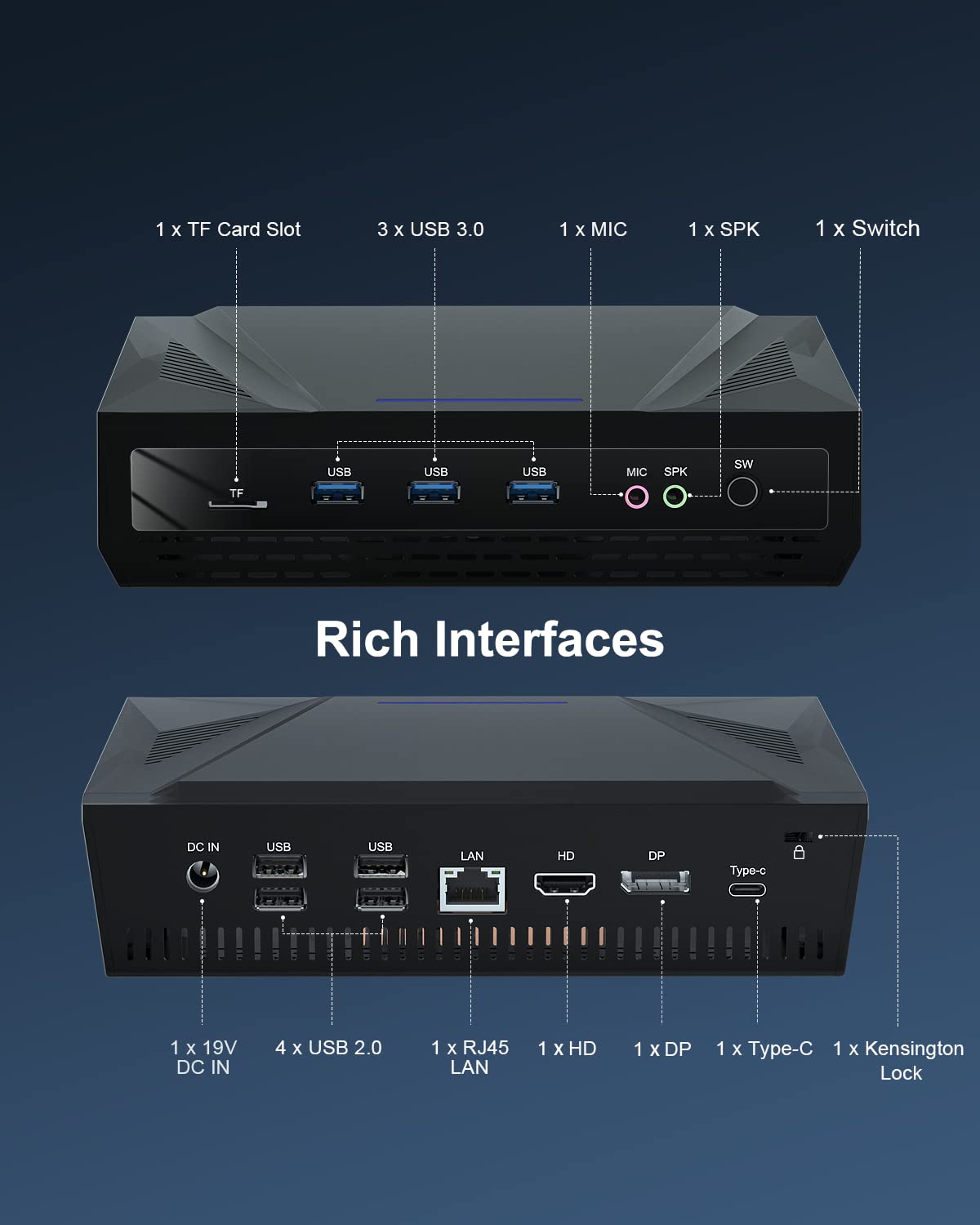 WEIDIAN Mini PC AMD Ryzen 9 5900HX 64GB RAM 1TB M.2 SSD 2TB HDD Windows 11 Pro Mini Computer 4K Office Home Mini Desktop PC Support Triple Display 2*DDR4 Extended SSD WiFi 5 BT4.2 7*USB