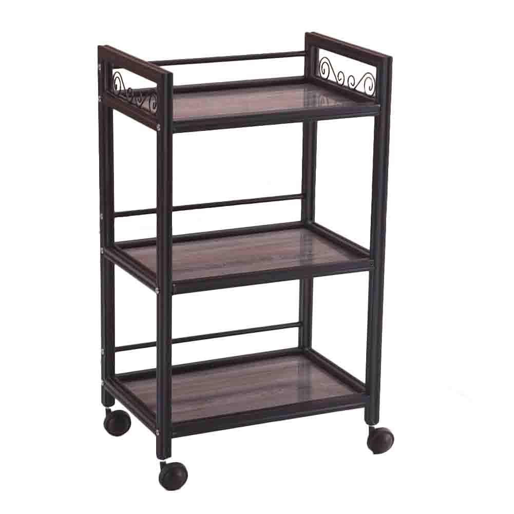 YGCBL Multifunction Portable Hand Trucks,Trolleyserving Trolley Cart Steel Pipe Board Guardrail Groove Universal Wheel Beauty Salon, Load 40 Kg, 2 Colors,Black