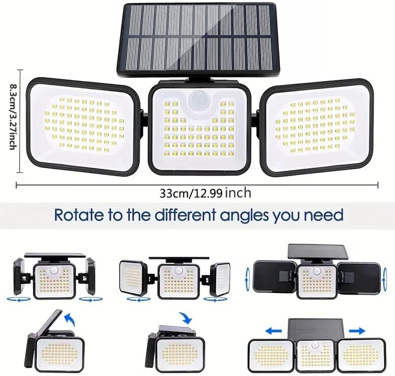 Sunenvoy Solar Lights Outdoor with Motion Sensor, Dual Head Security Lights Solar Powered, 30 LED Flood Light Motion Detected Spotlight for Garage Yard Entryways Patio, IP65 Waterproof