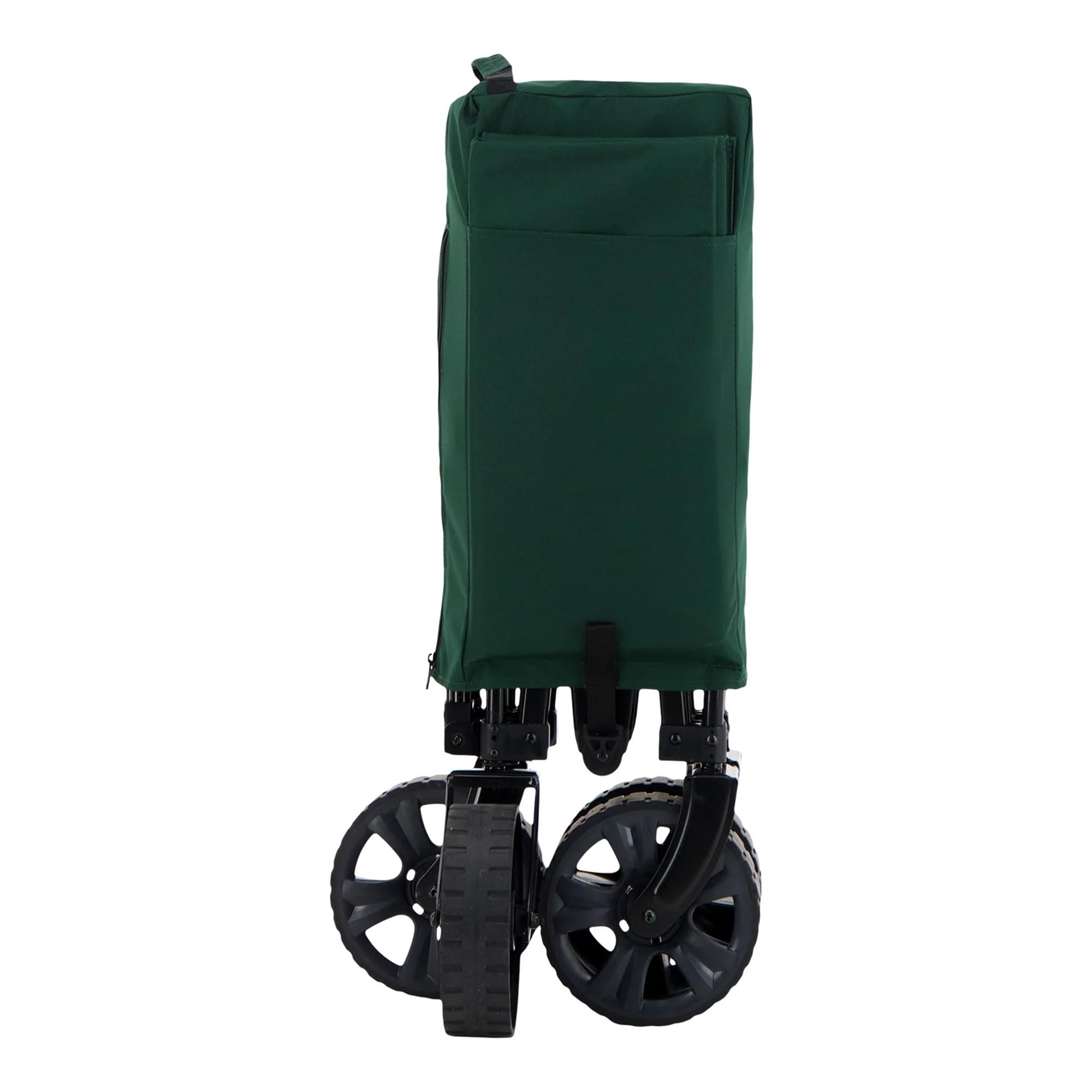 Woods Outdoor Collapsible Folding Garden Utility Wagon Cart w/ 225 Pound Capacity, 7 Cubic Feet of Storage for Camping, Beach, & Park, Green
