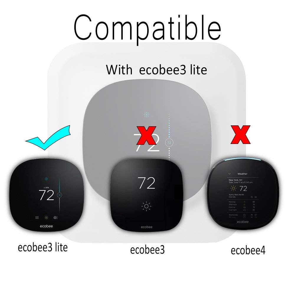 Wall Plate Bracket Cover for Ecobee3 lite Smart Wi-Fi Thermostat (White) (Renewed)