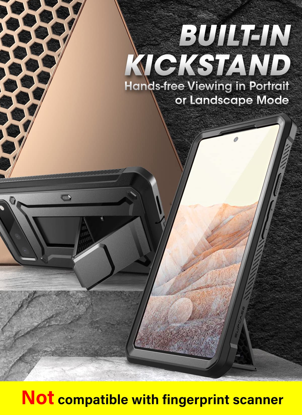 SUPCASE Unicorn Beetle Pro Series Case for Google Pixel 6 (2021 Release), Full-Body Rugged Belt-Clip & Kickstand Case with Built-in Screen Protector (Black)
